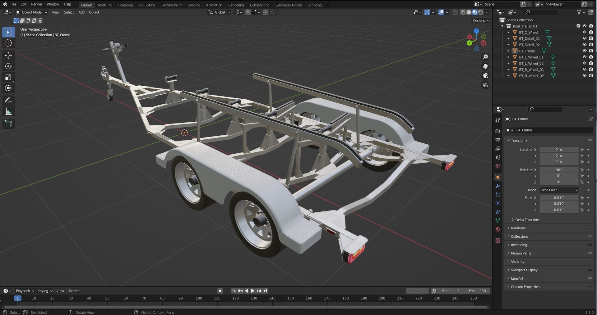 3D Boat Trailer 01 - TurboSquid 2209908