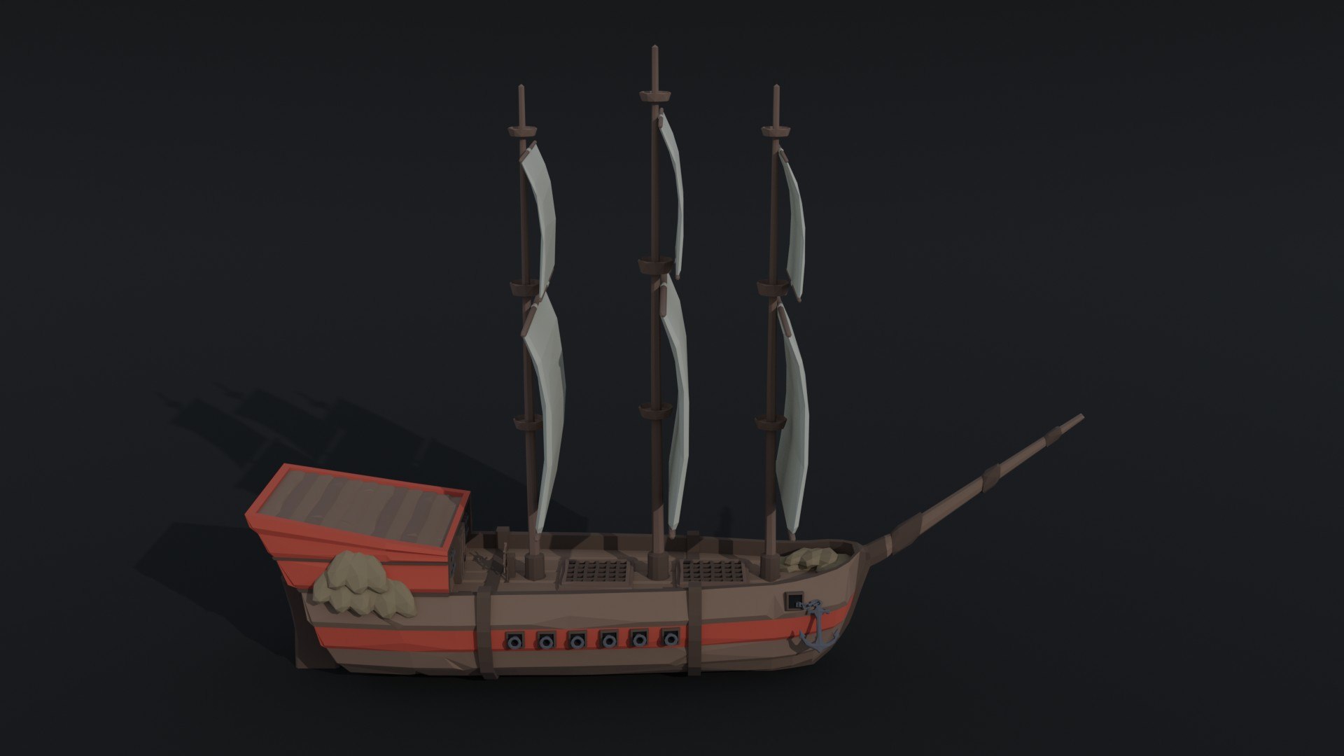 3D Low-poly Cartoon Medieval Ship 2 Polygonal Style - TurboSquid 2222092