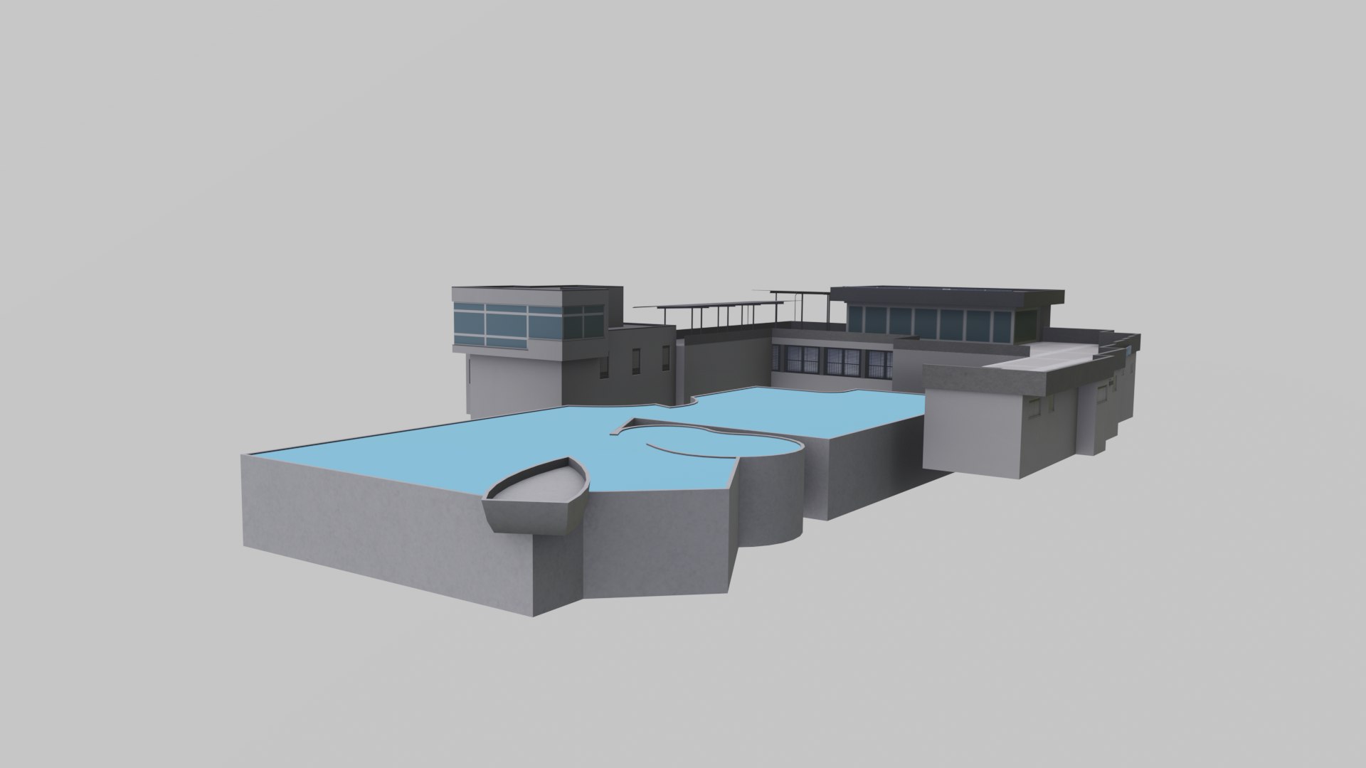 3D Model Germany Fischen Swimming Pool Building Game Ready PBR With ...