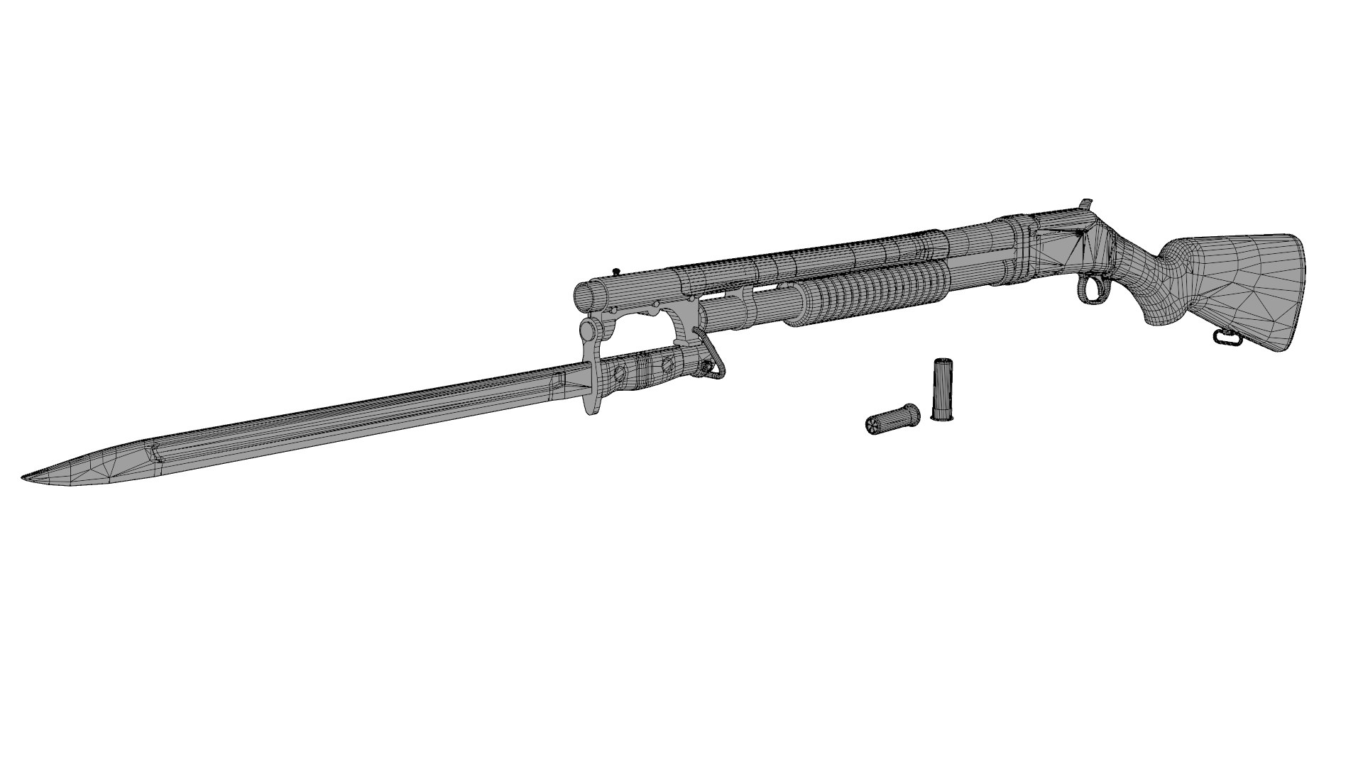 3D Historical Shotgun With Bayonet Shells - TurboSquid 2429210