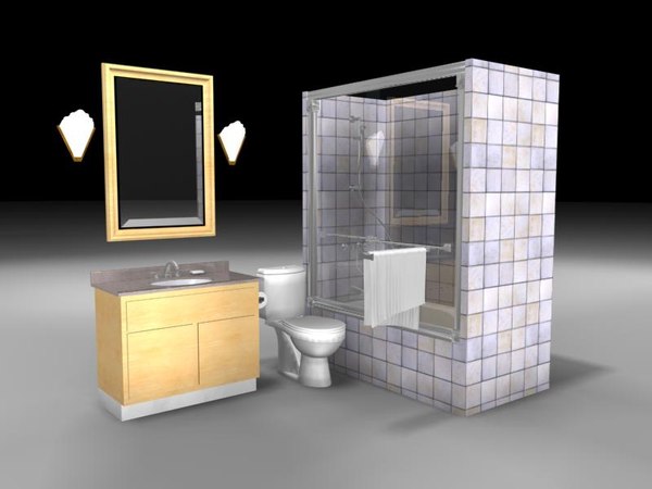 3d model bathroom tub shower faucet