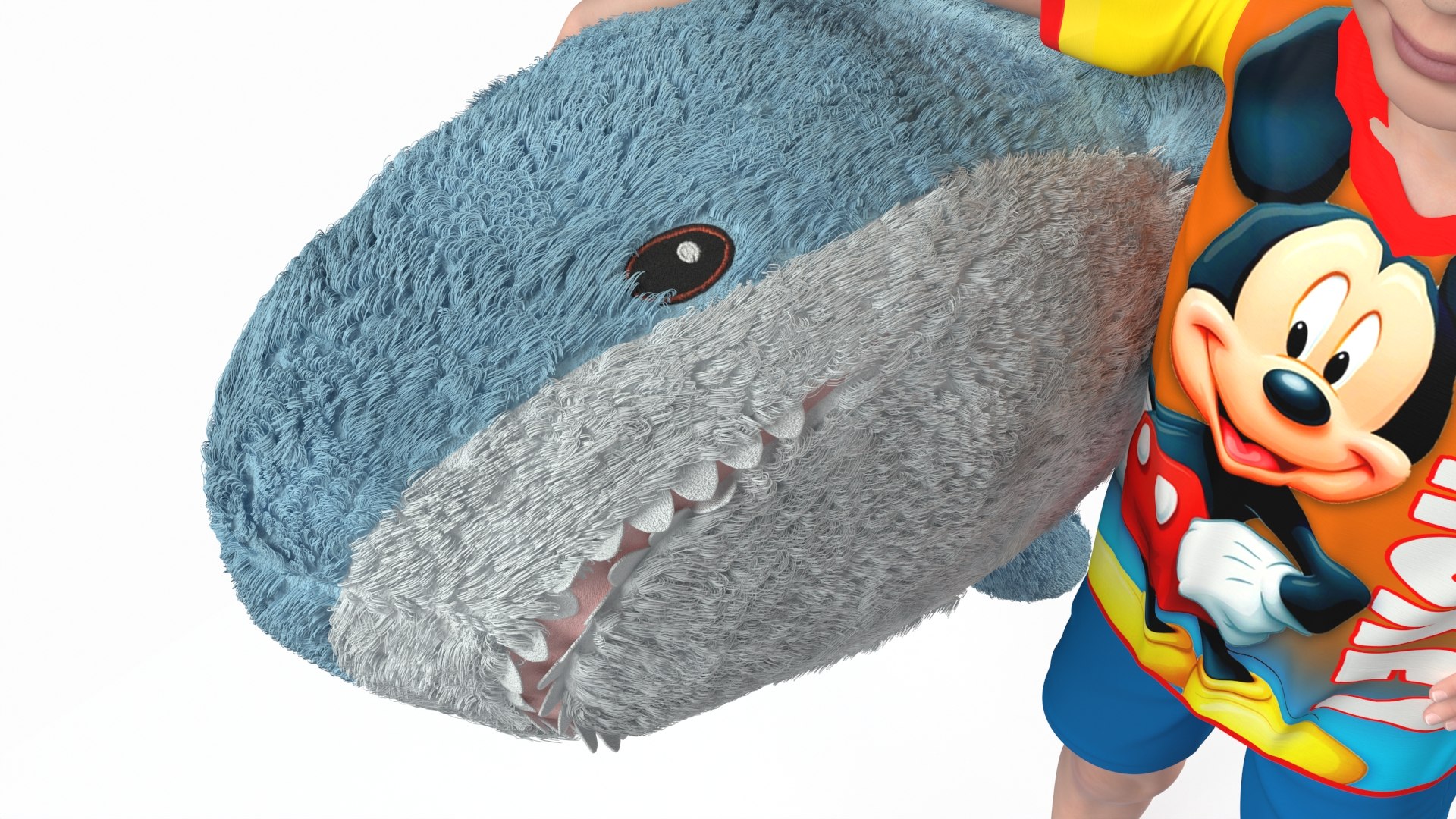 Boy With Big Soft Toy Shark From IKEA Fur 3D Model - TurboSquid 2354658