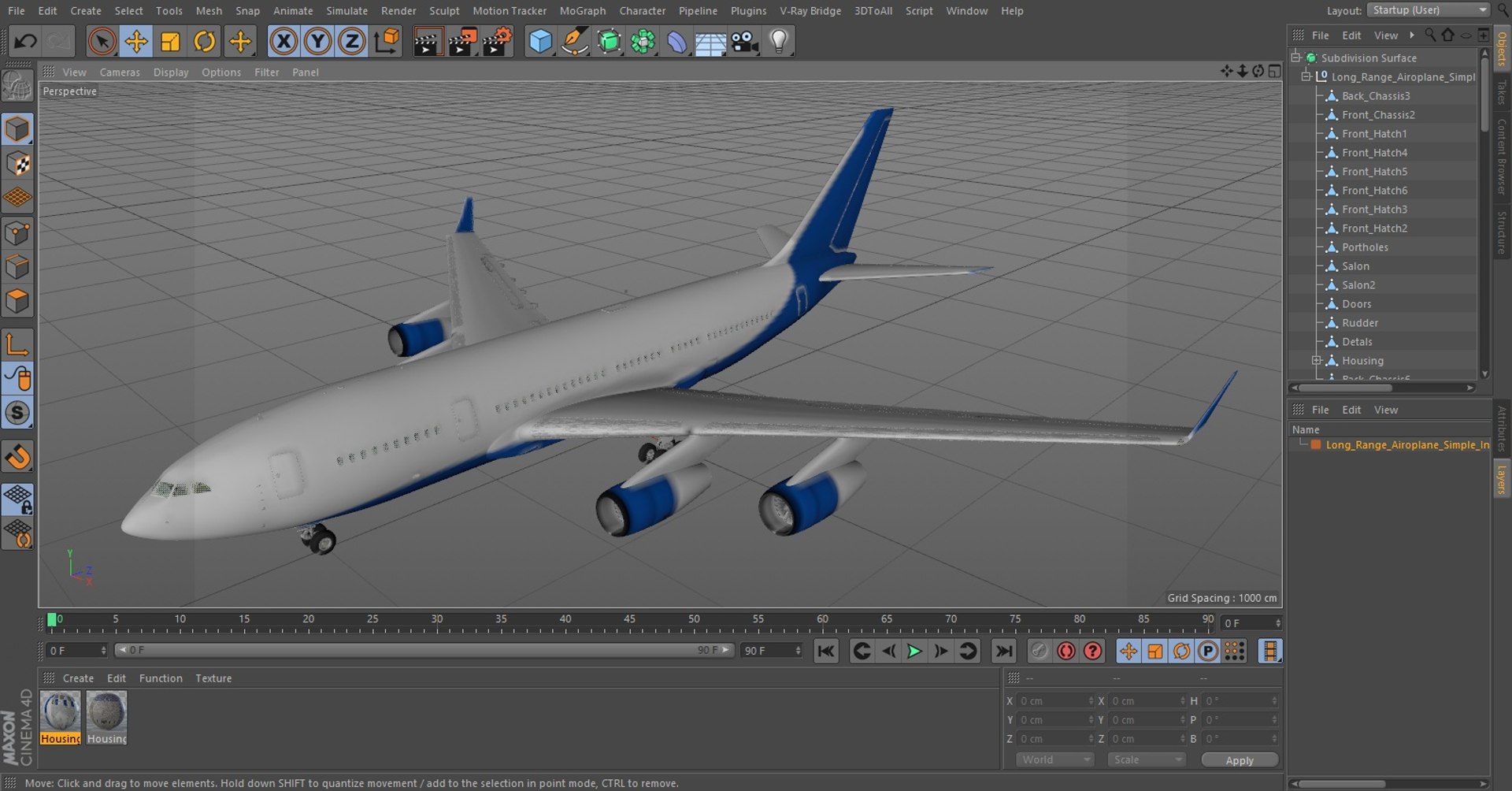 3D Long Range Airoplane Simple Interior - TurboSquid 1966517