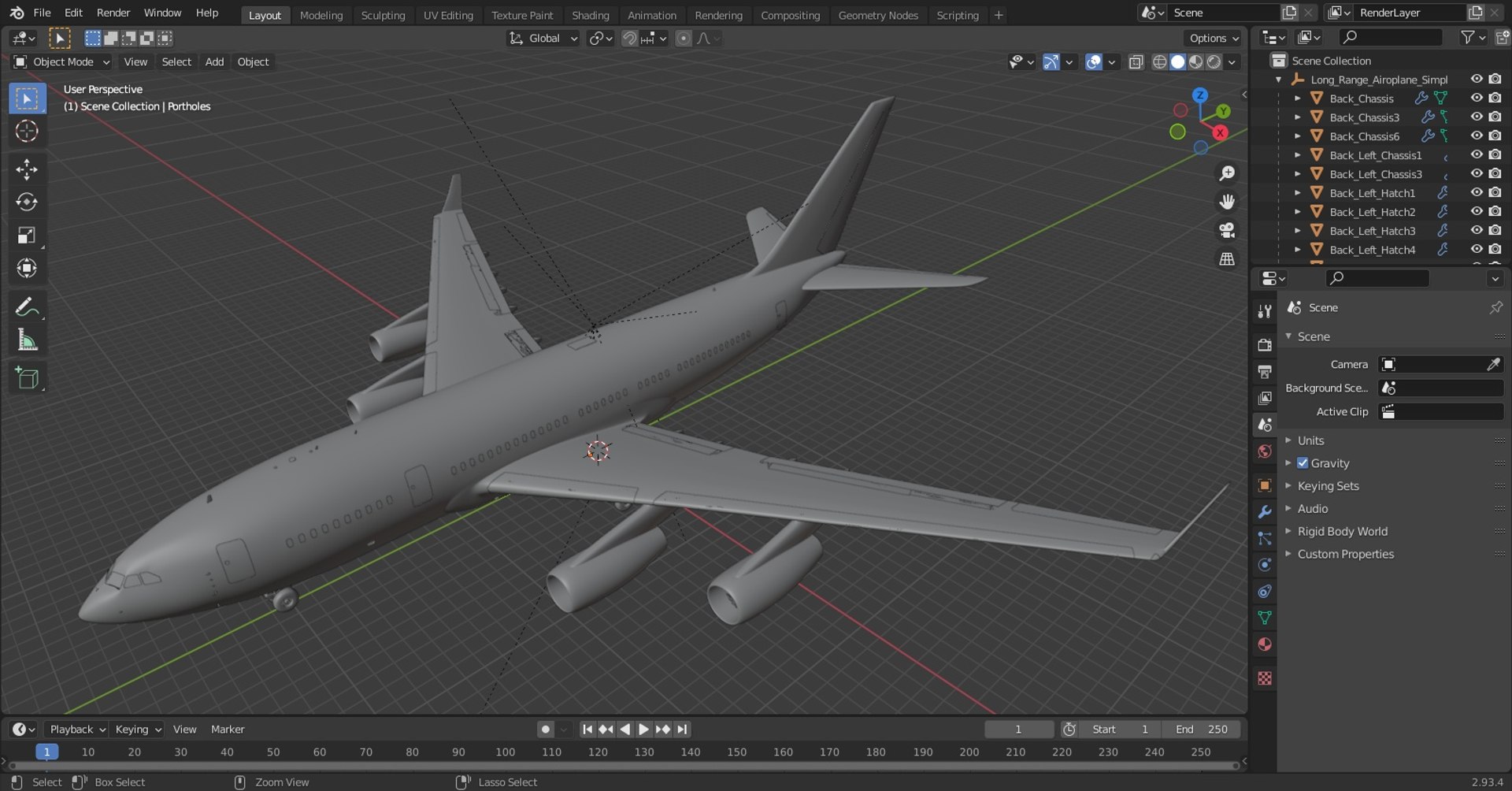 3D Long Range Airoplane Simple Interior - TurboSquid 1966517