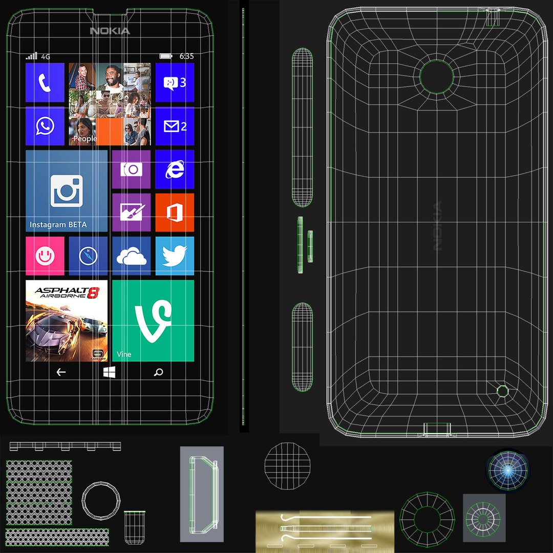 3d nokia 630 smartphone model