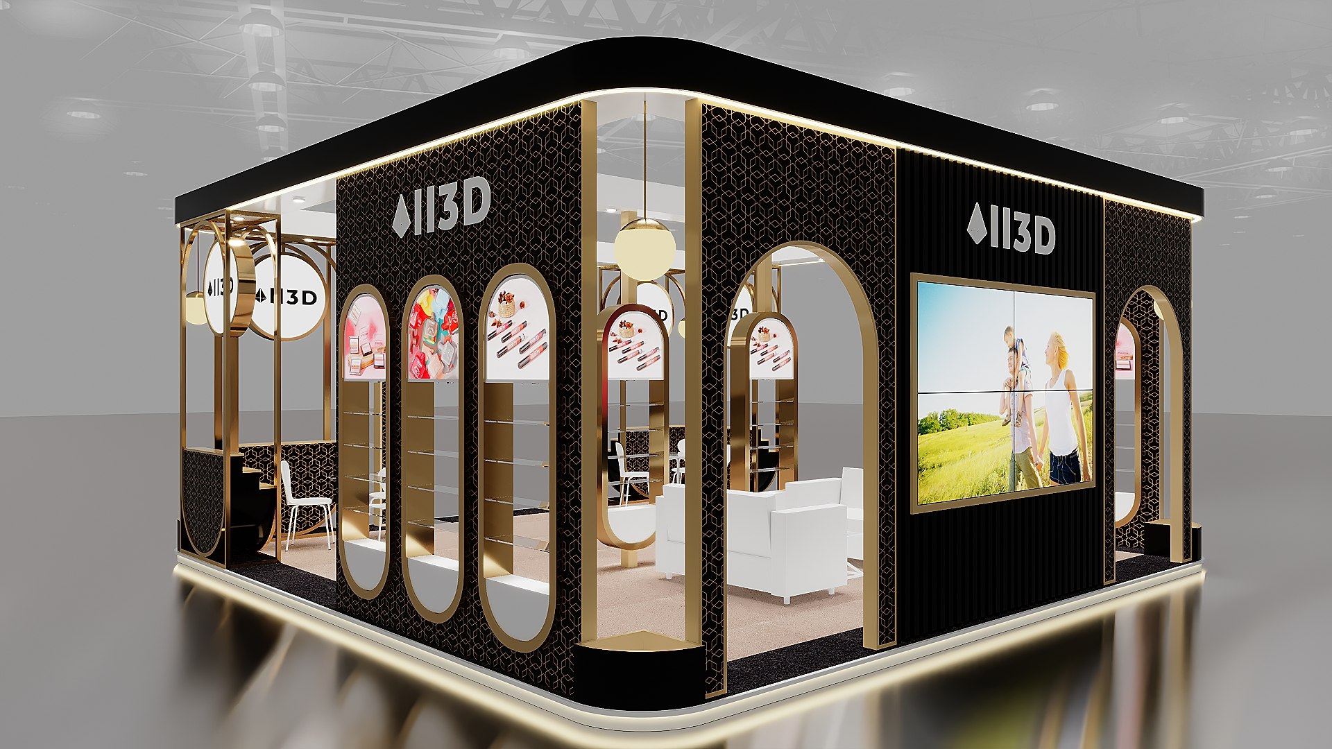 EXHIBITION STALL 7X7 4 SIDE OPEN BEAUTY AND COSMETICS 3D Model ...