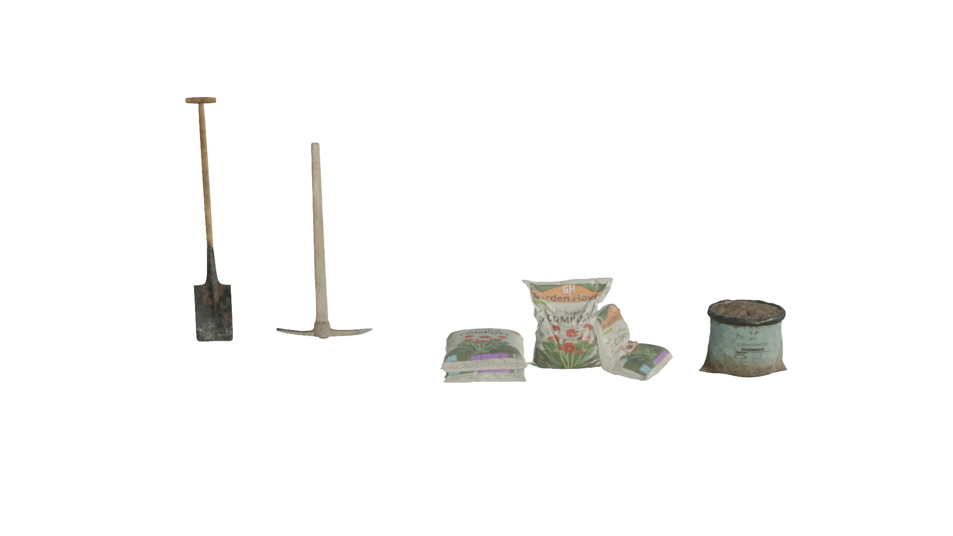 Farm Items Farm Objects Fertilizer Shovel And Pickaxe Model ...