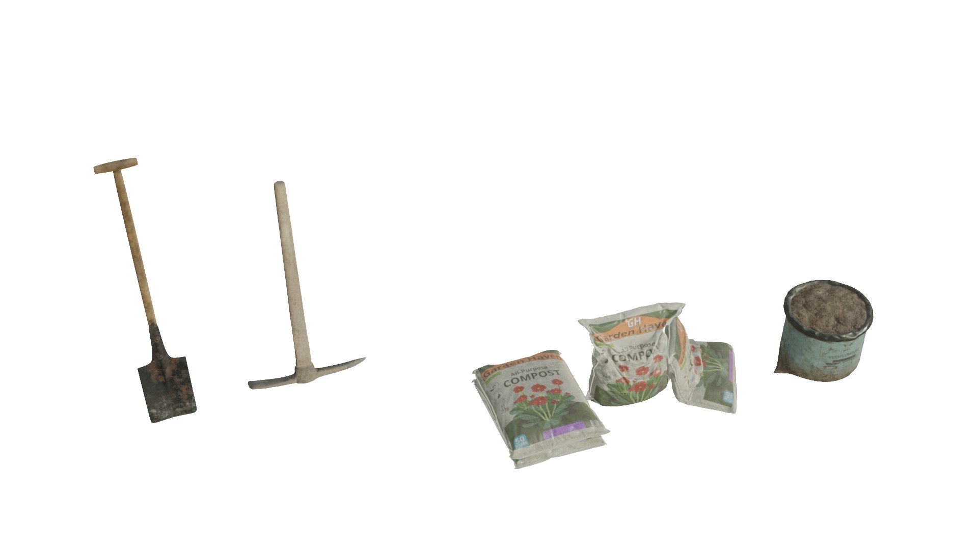 Farm Items Farm Objects Fertilizer Shovel And Pickaxe Model ...
