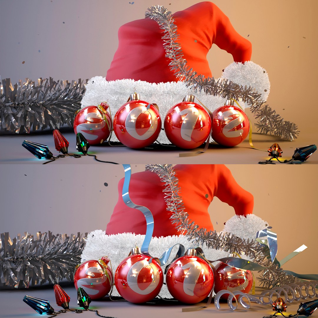 3d Model Santa Hat Christmas Scene