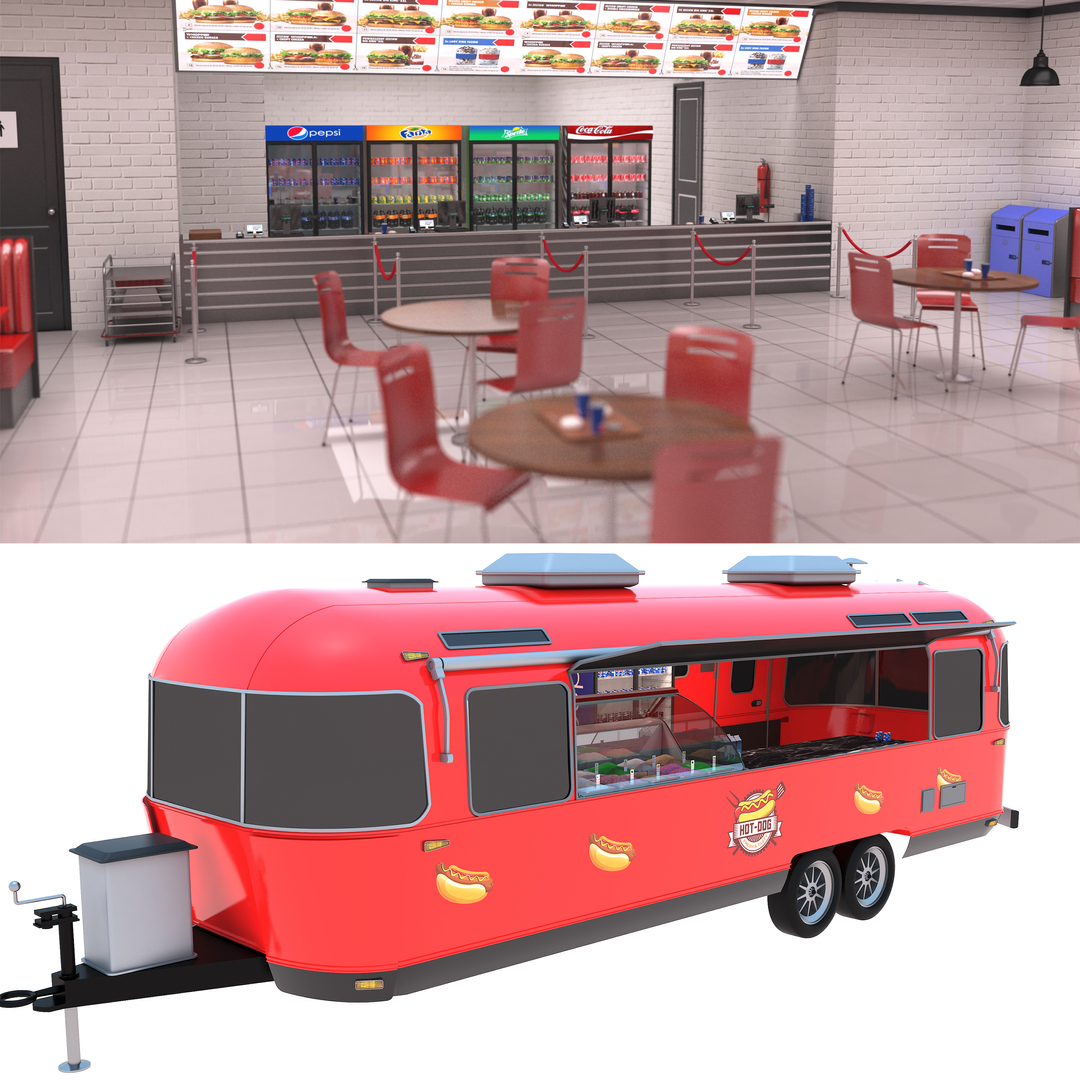modelo 3d Restaurante de hamburguesas y Food Truck - TurboSquid 1772035