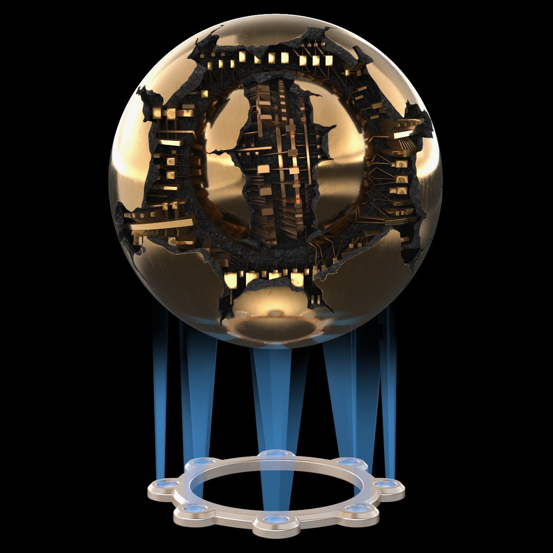 3D Golden Fractured Sphere On Floating Energy Ring - TurboSquid 2371750