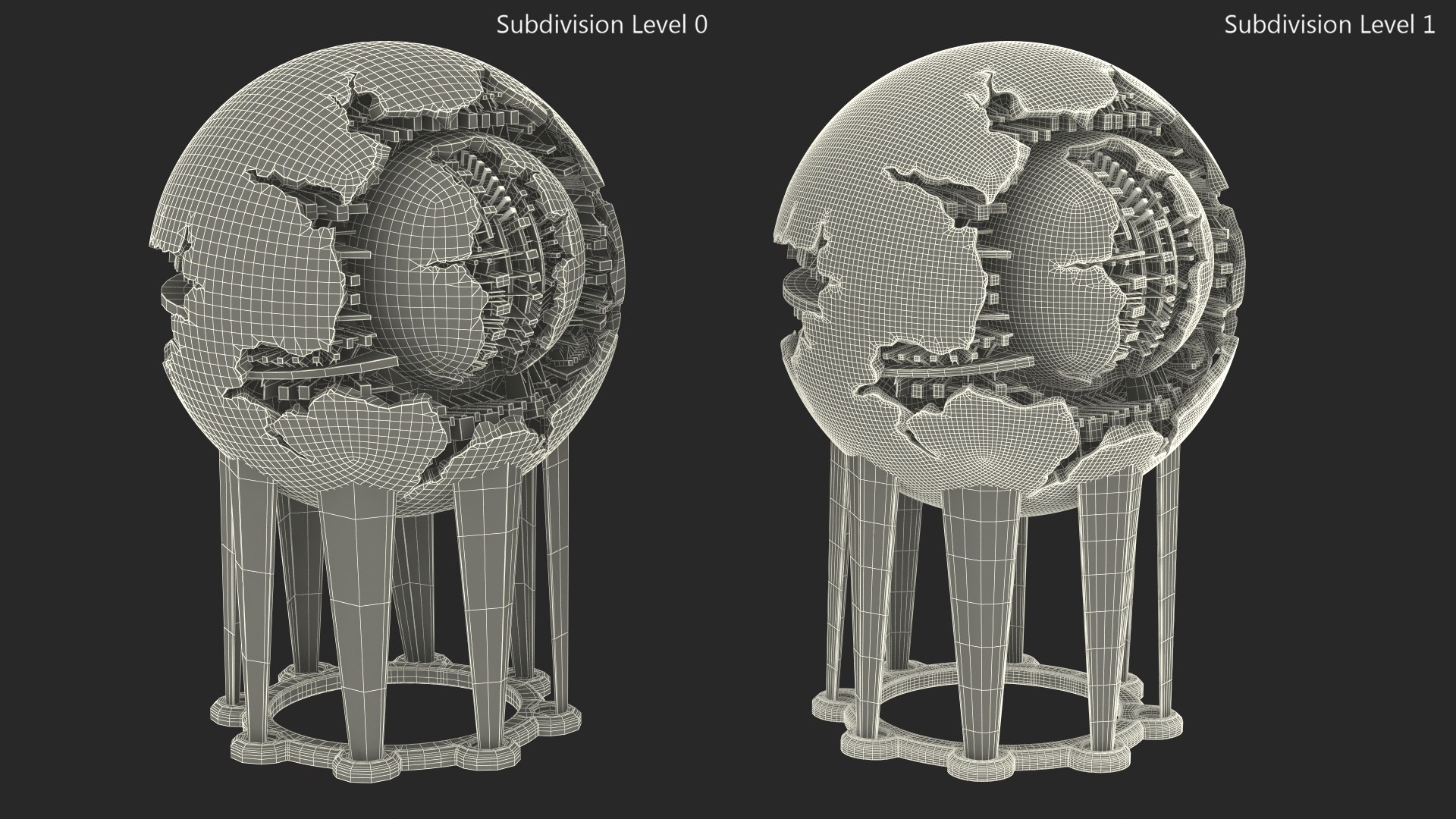 3D Golden Fractured Sphere On Floating Energy Ring - TurboSquid 2371750