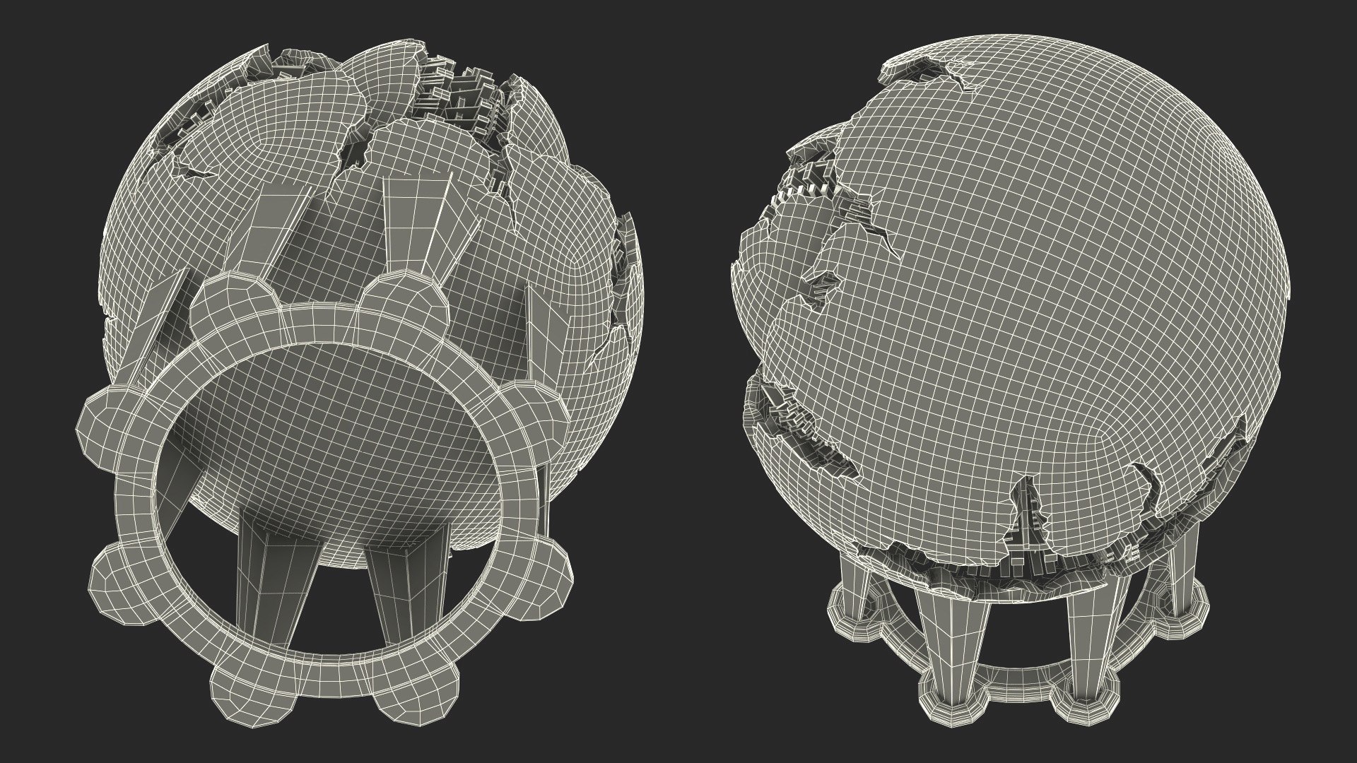 3D Golden Fractured Sphere On Floating Energy Ring - TurboSquid 2371750