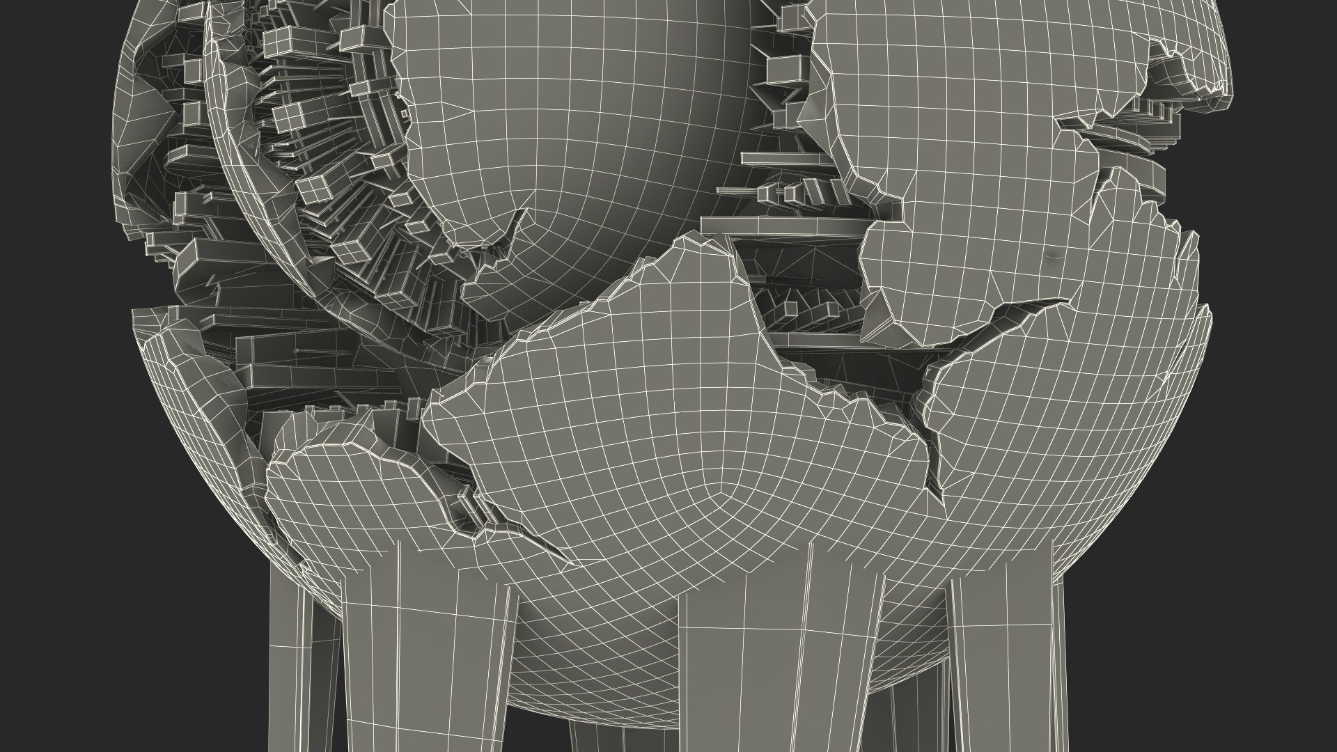 3D Golden Fractured Sphere On Floating Energy Ring - TurboSquid 2371750