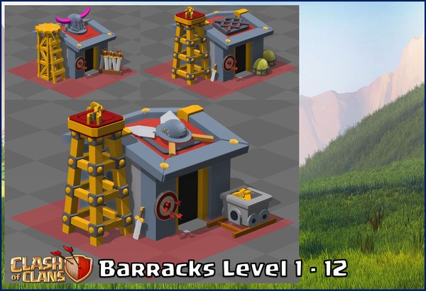 3d model of clash clans barracks level