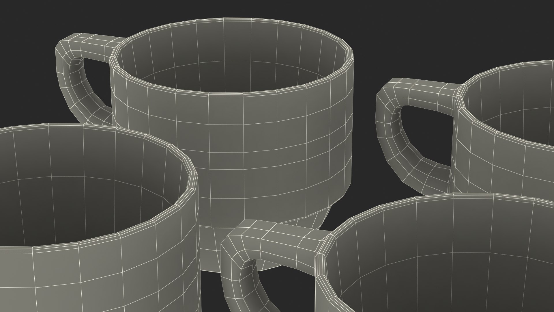 Ceramic mug set floral 3D model - TurboSquid 1591976