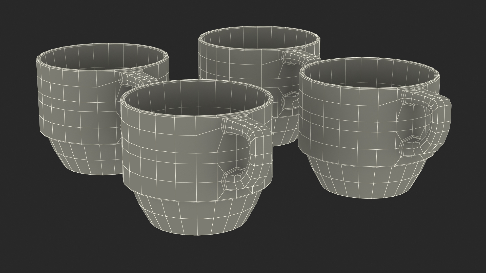 Ceramic mug set floral 3D model - TurboSquid 1591976