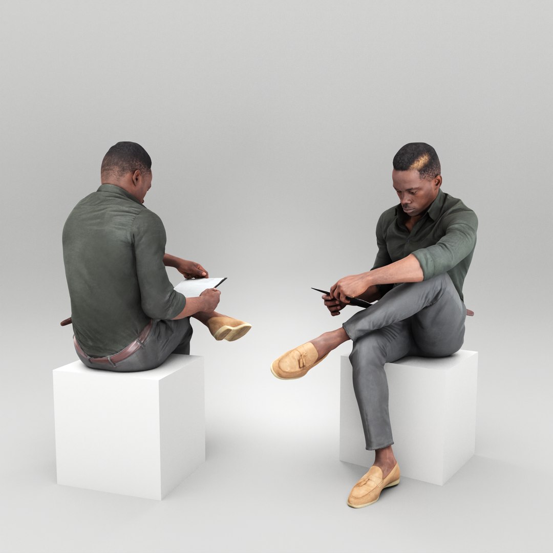 3D Young Man Sitting And Reading 394 - TurboSquid 2032316