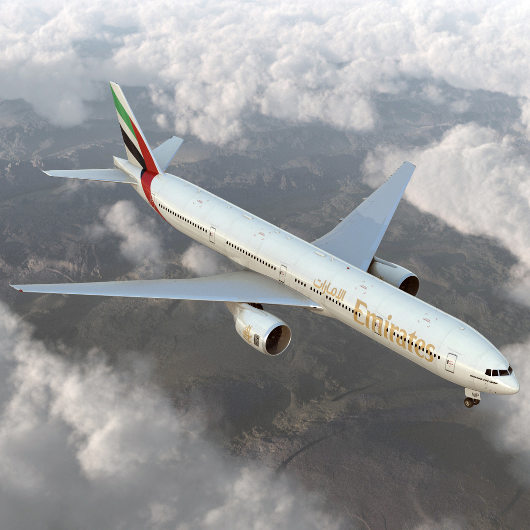 3d model boeing 777-300 emirates airlines