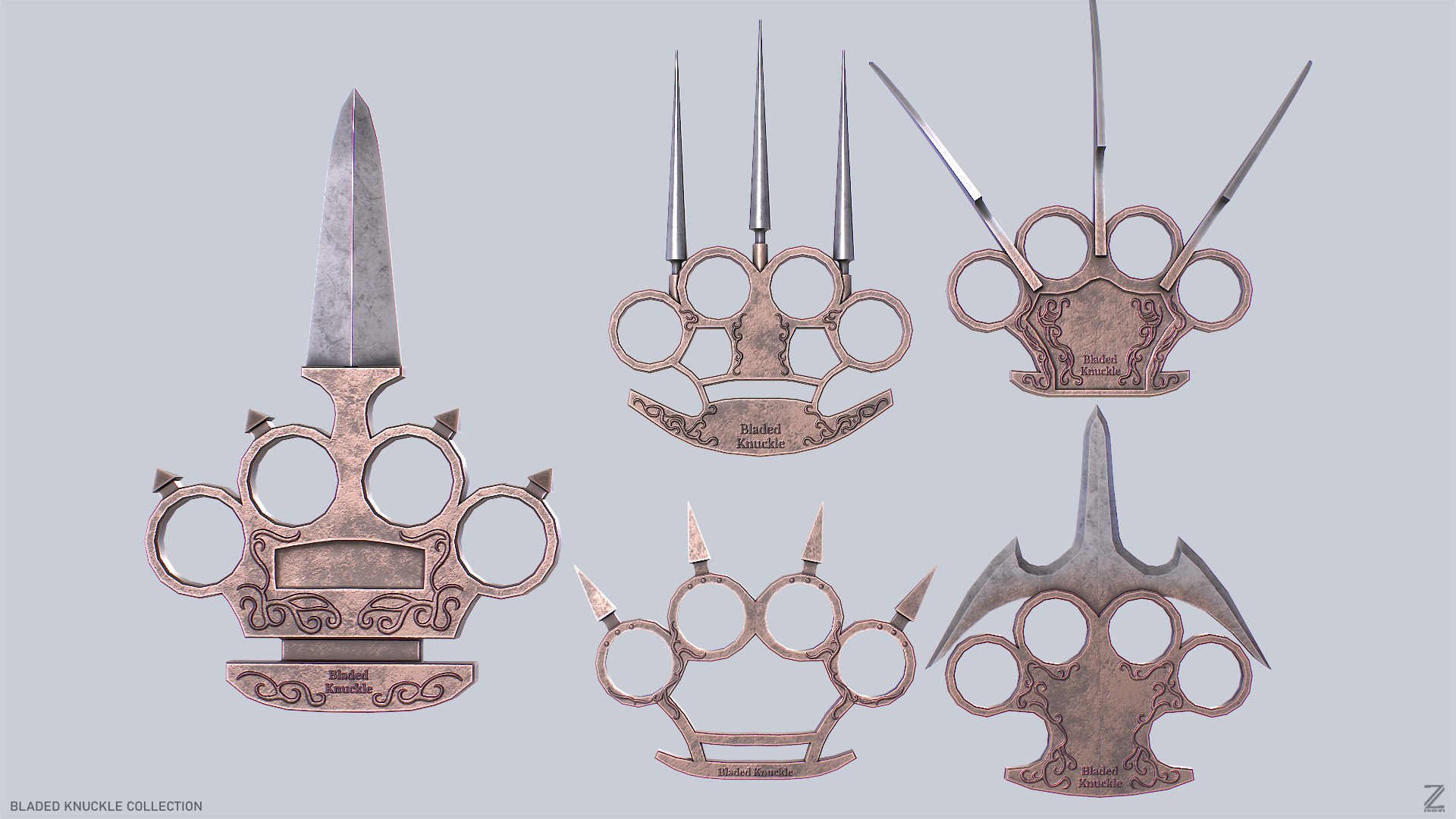 3D Model Bladed Knuckle Collection - TurboSquid 2221610