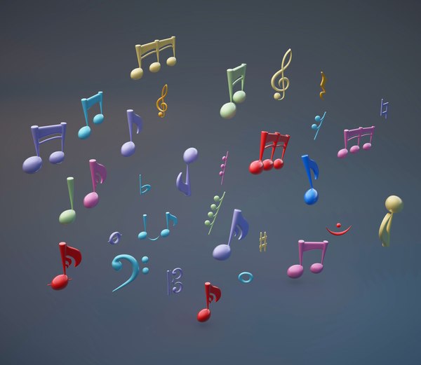 music notes 3d model