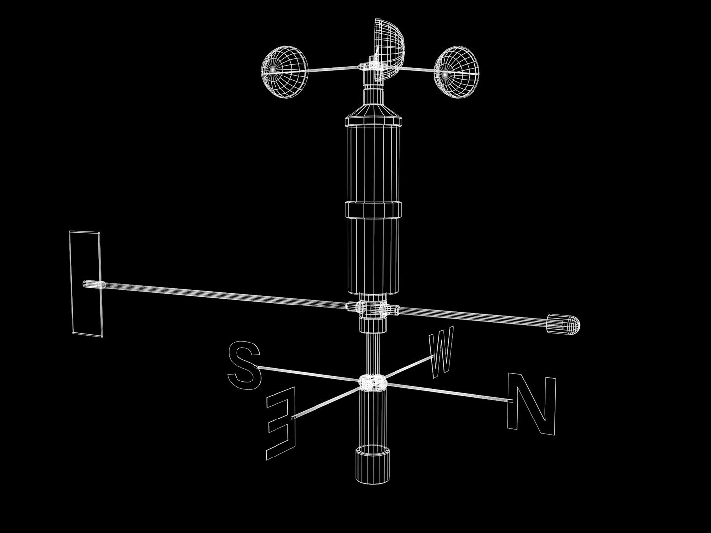 3D Weather Vane With Anemometer - TurboSquid 2155665