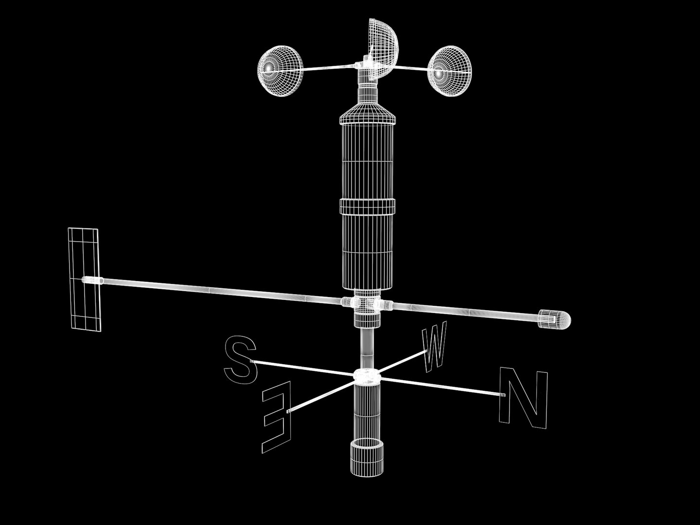 3D Weather Vane With Anemometer - TurboSquid 2155665