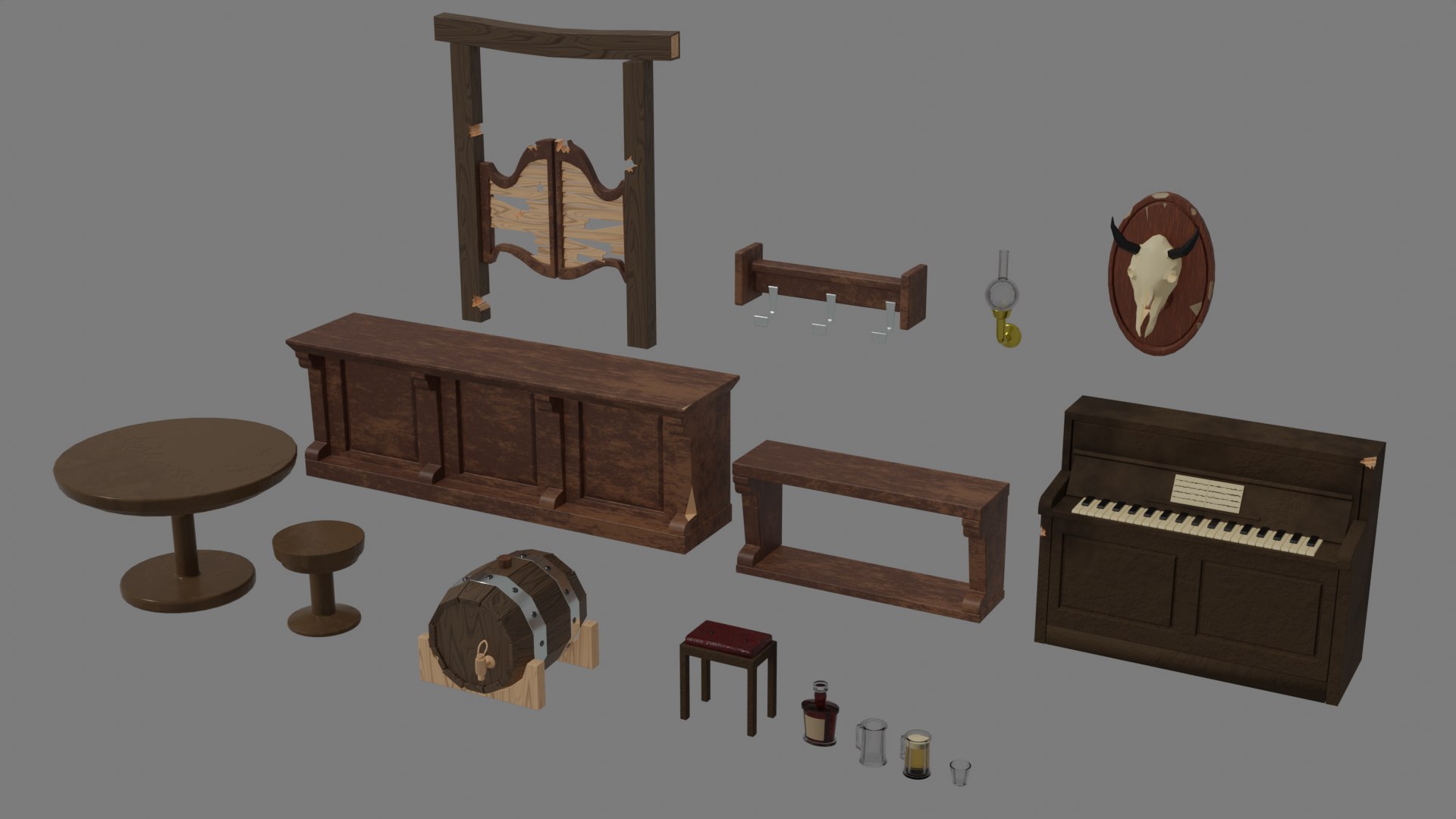 Western Bar Props 3D - TurboSquid 2036173