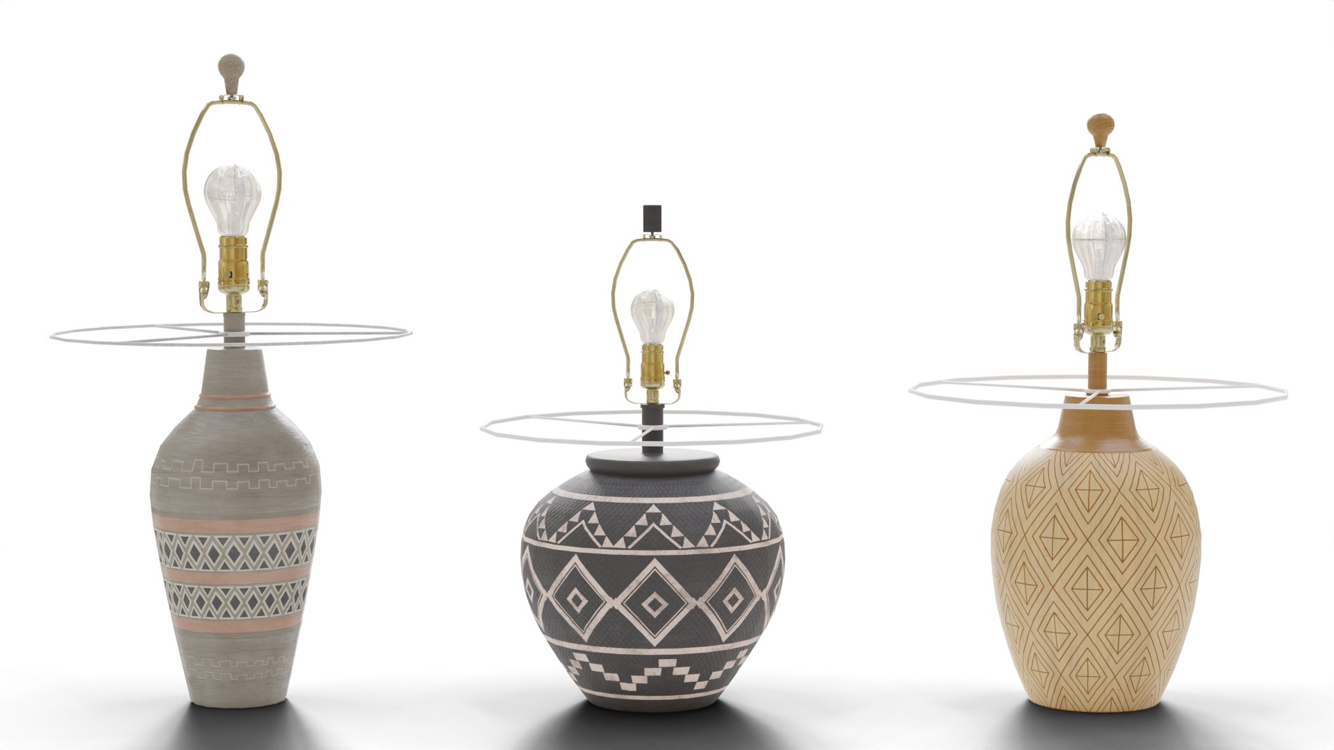 3D Collection Of 3 Low Poly Decorative Table Lamp - TurboSquid 2124522