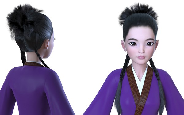 modelo 3d Chica guerrera asiática de dibujos animados por defecto ...