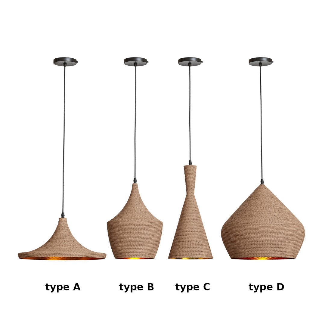 3D model Pendant lights with rope winding - TurboSquid 1820683