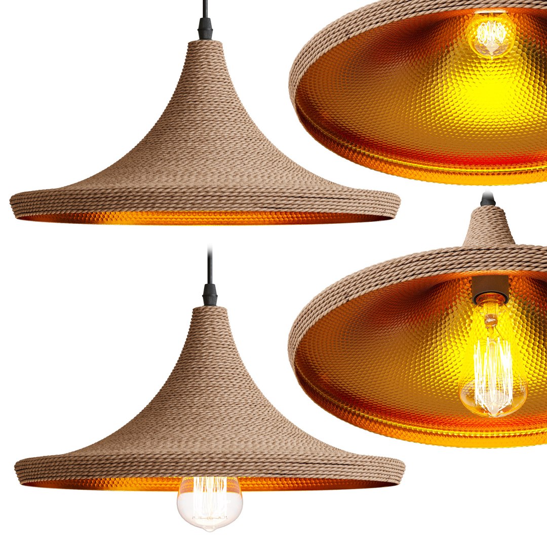 3D model Pendant lights with rope winding - TurboSquid 1820683