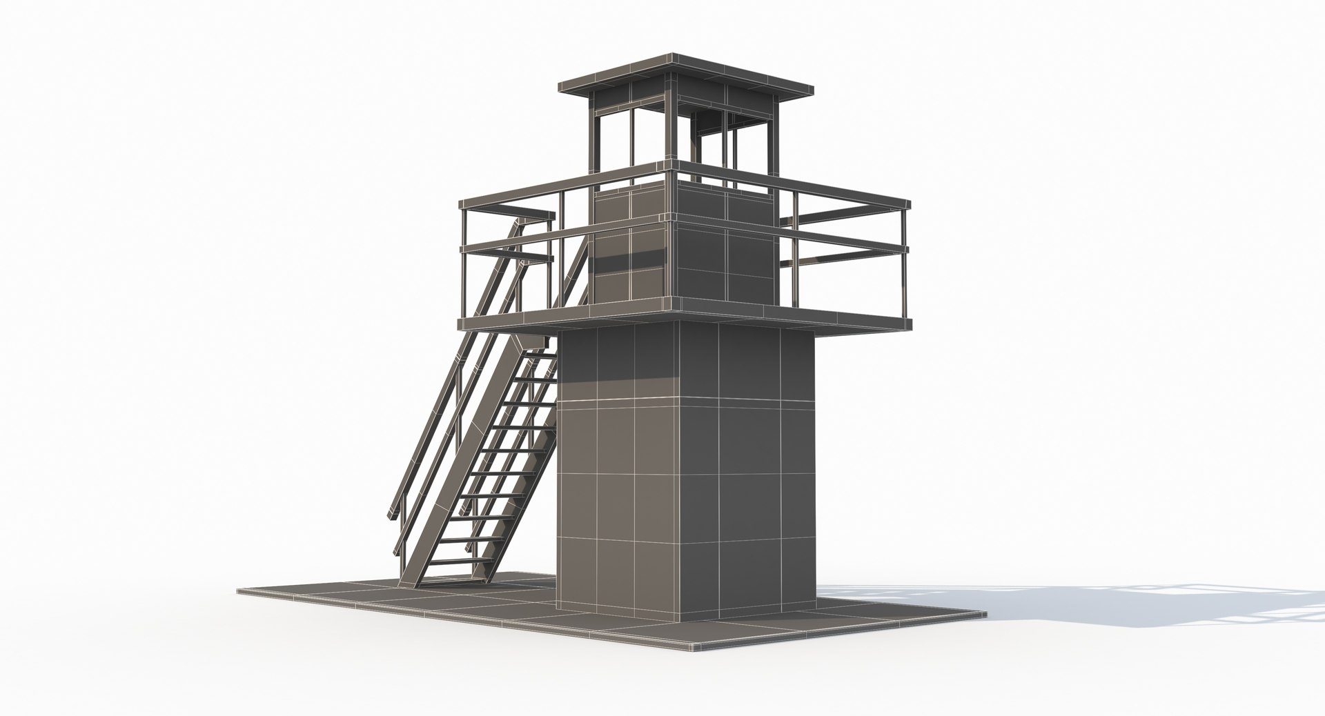Concrete Guard Tower 2 3D Model - TurboSquid 2300285