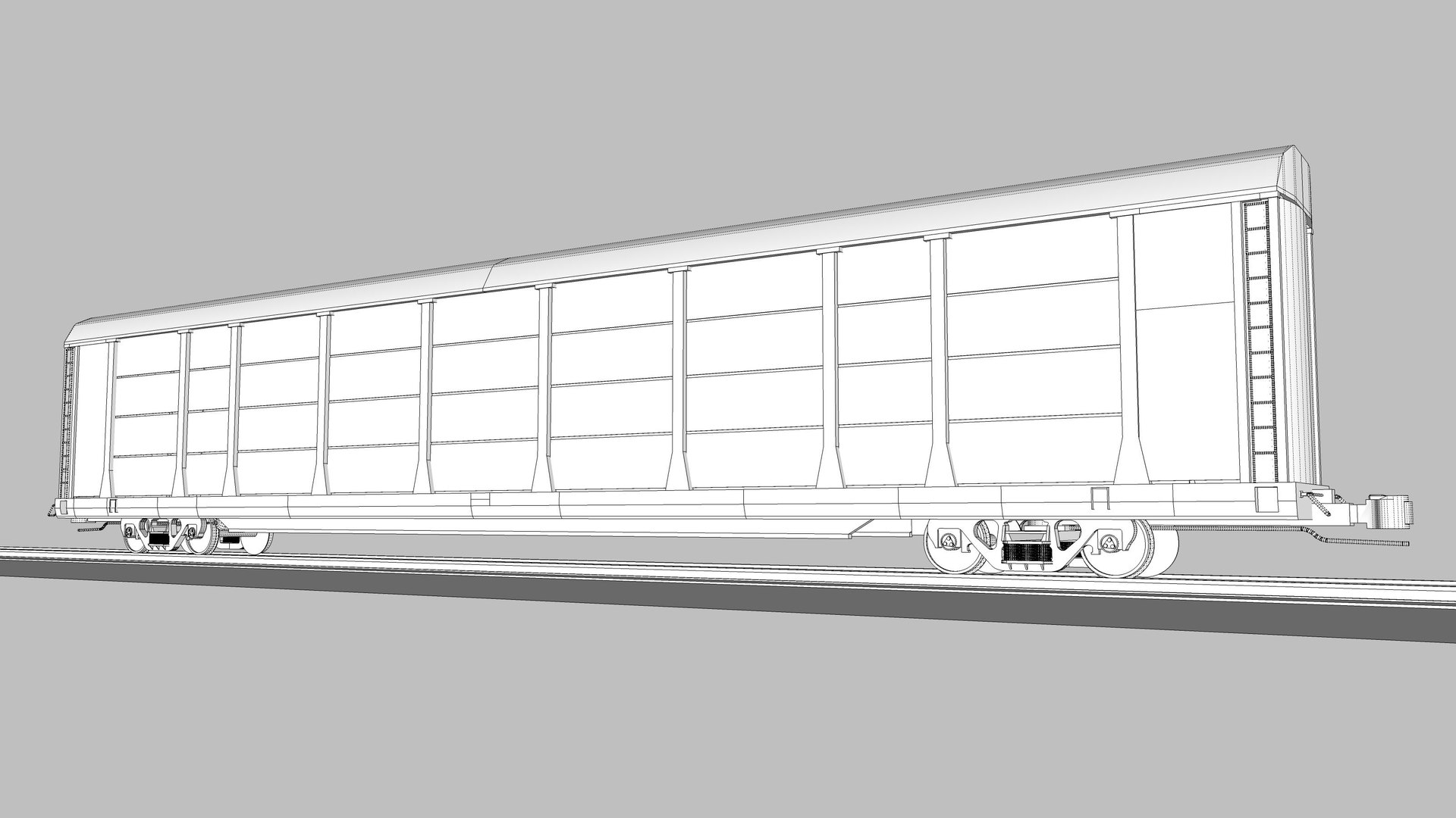 Train Car Autorack 3d Model