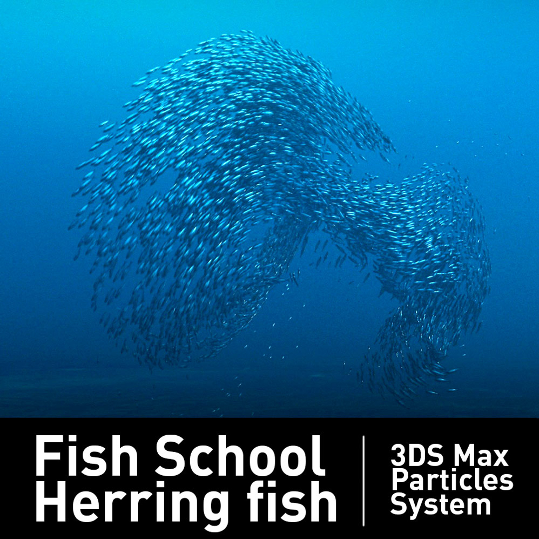 fish school particles 3d model