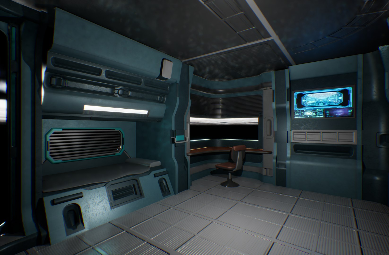 Futuristic Chamber Sci-fi Simulation Cyber Realm High-tech Room Low ...