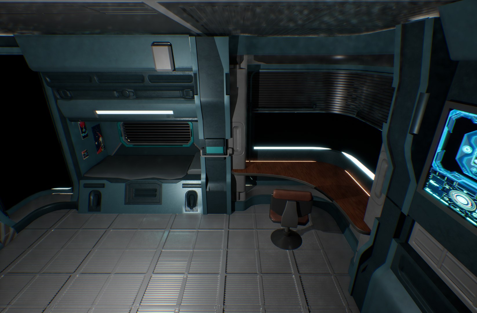 Futuristic Chamber Sci-fi Simulation Cyber Realm High-tech Room Low ...