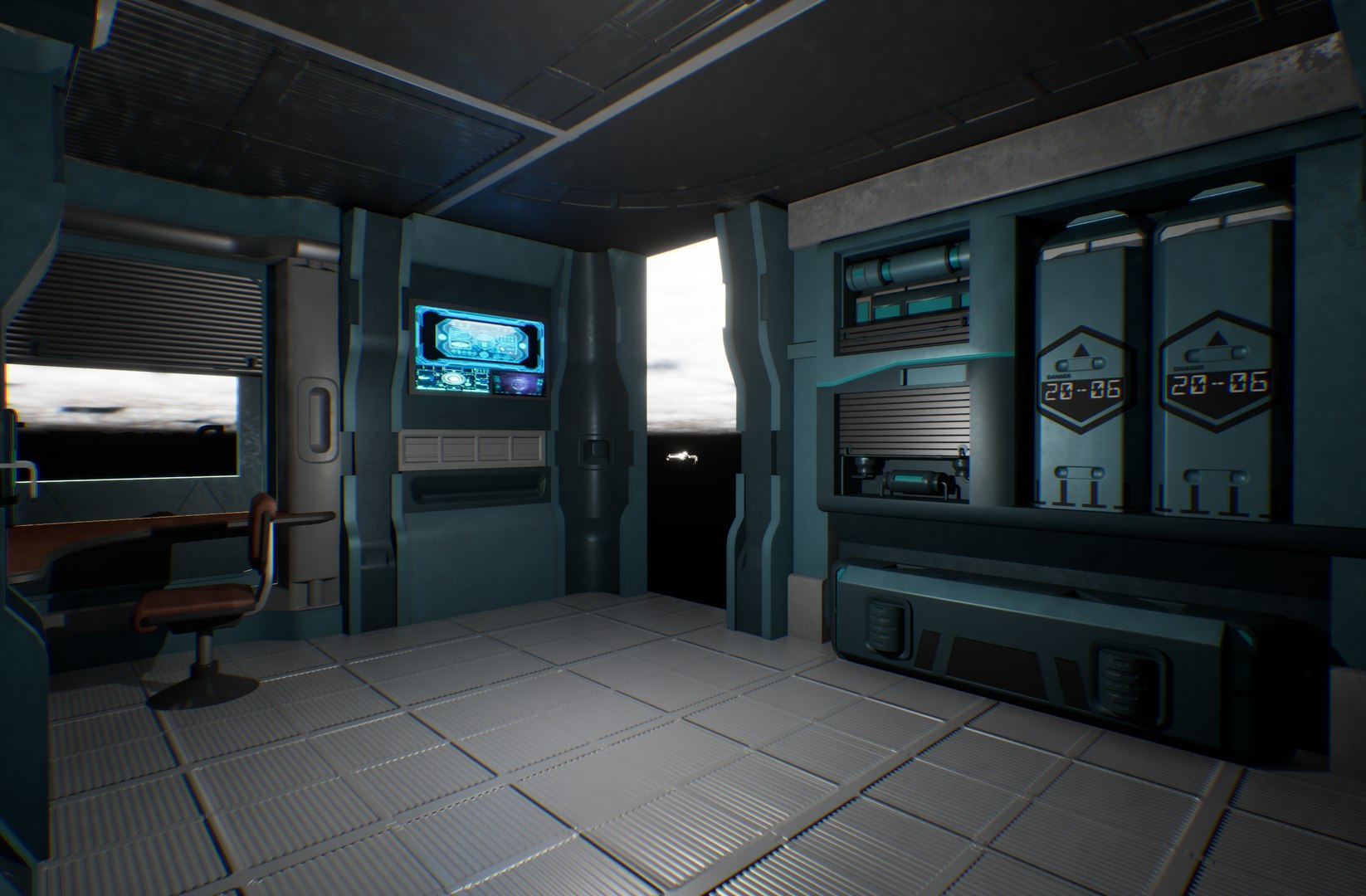 Futuristic Chamber Sci-fi Simulation Cyber Realm High-tech Room Low ...