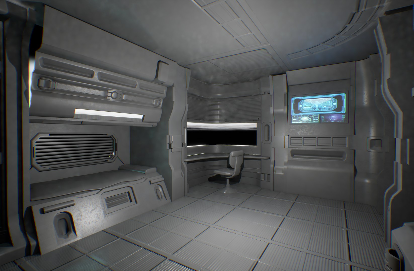 Futuristic Chamber Sci-fi Simulation Cyber Realm High-tech Room Low ...