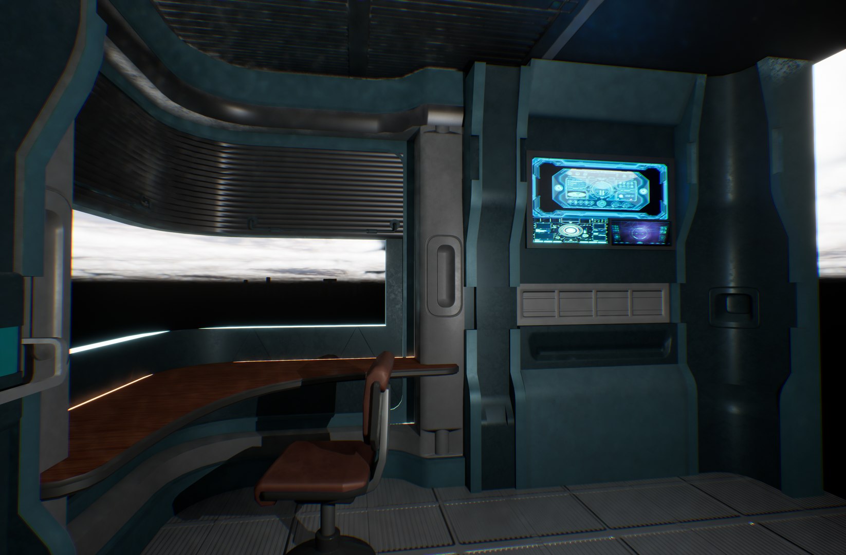 Futuristic Chamber Sci-fi Simulation Cyber Realm High-tech Room Low ...