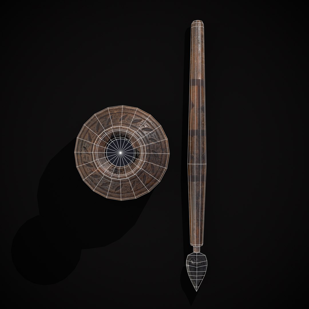 Elegant Wooden Inkpot Pen 3D Model - TurboSquid 2141667