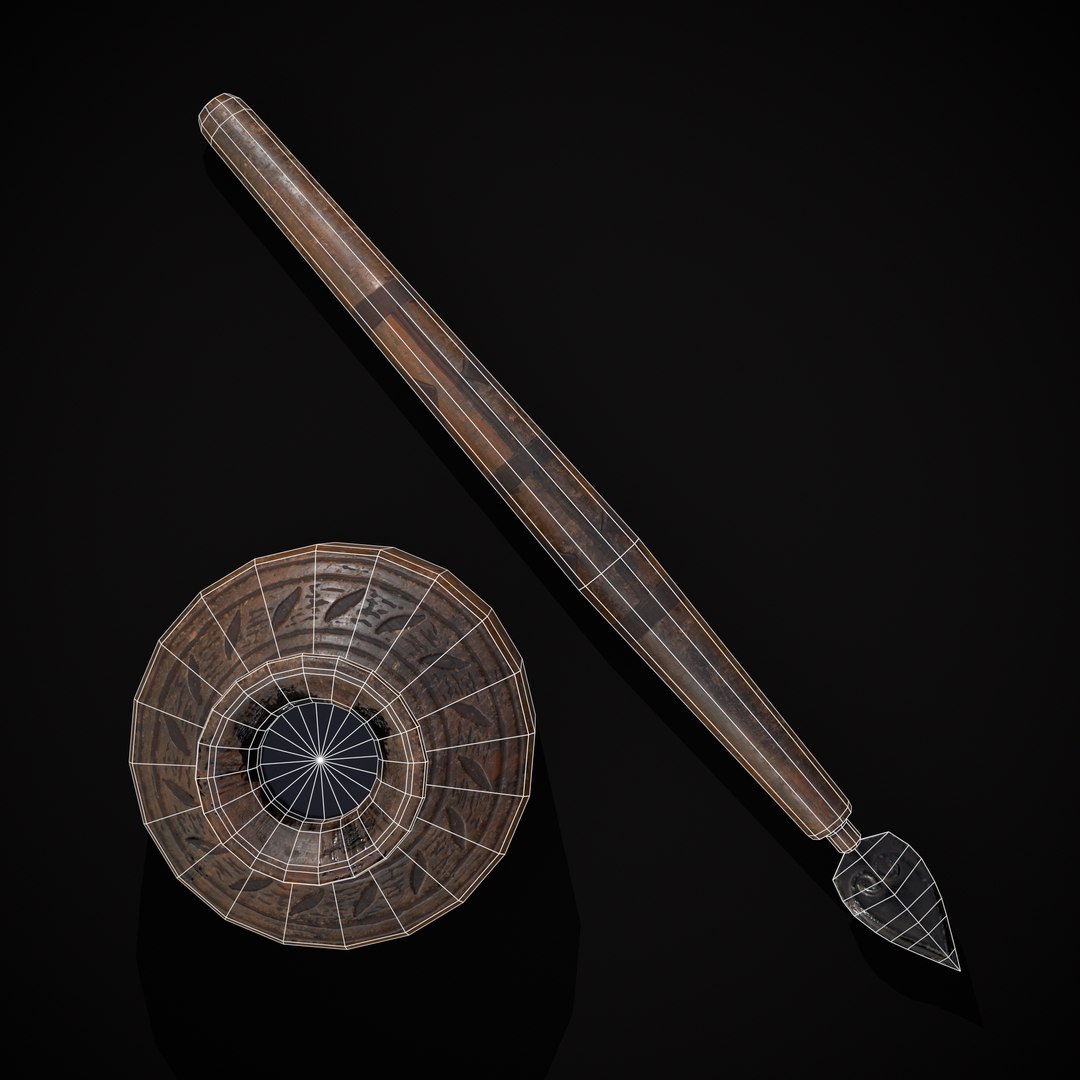 Elegant Wooden Inkpot Pen 3D Model - TurboSquid 2141667