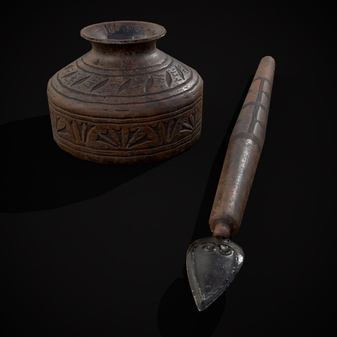 Elegant Wooden Inkpot Pen 3D Model - TurboSquid 2141667