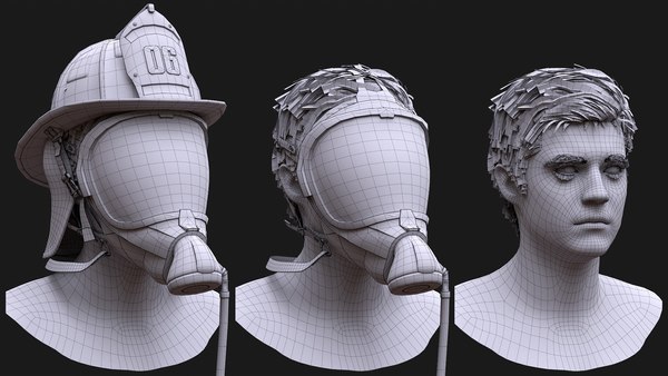 3D Mans Firefighter Head model - TurboSquid 1906483