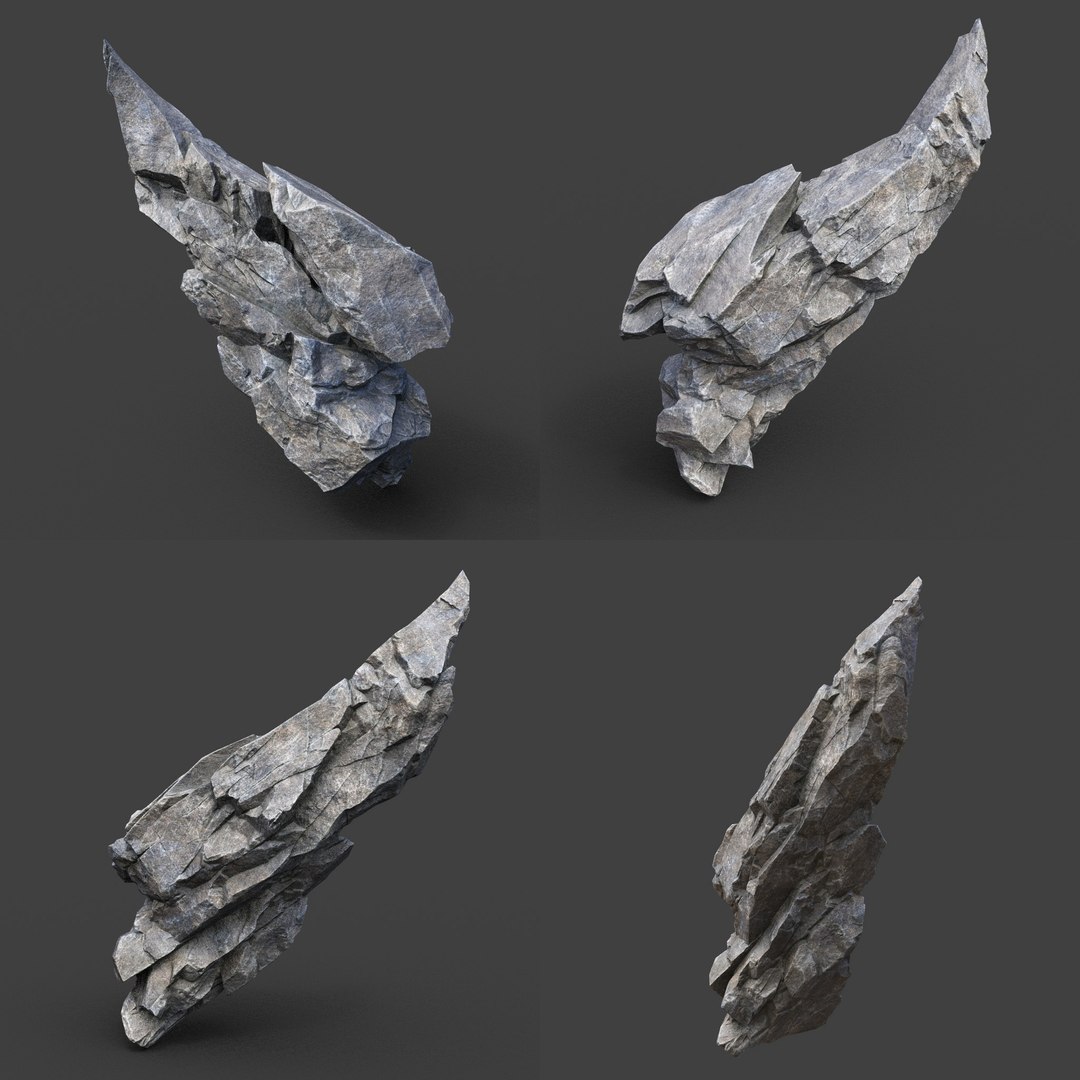 3D 8 Low Poly PBR Scifi Gray Sharp Rock - TurboSquid 2163553