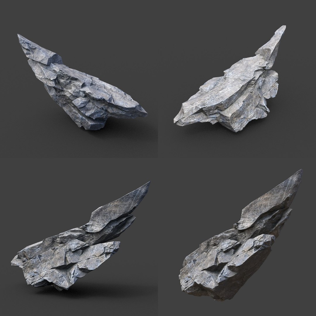 3D 8 Low poly PBR Scifi Gray Sharp Rock - TurboSquid 2163553