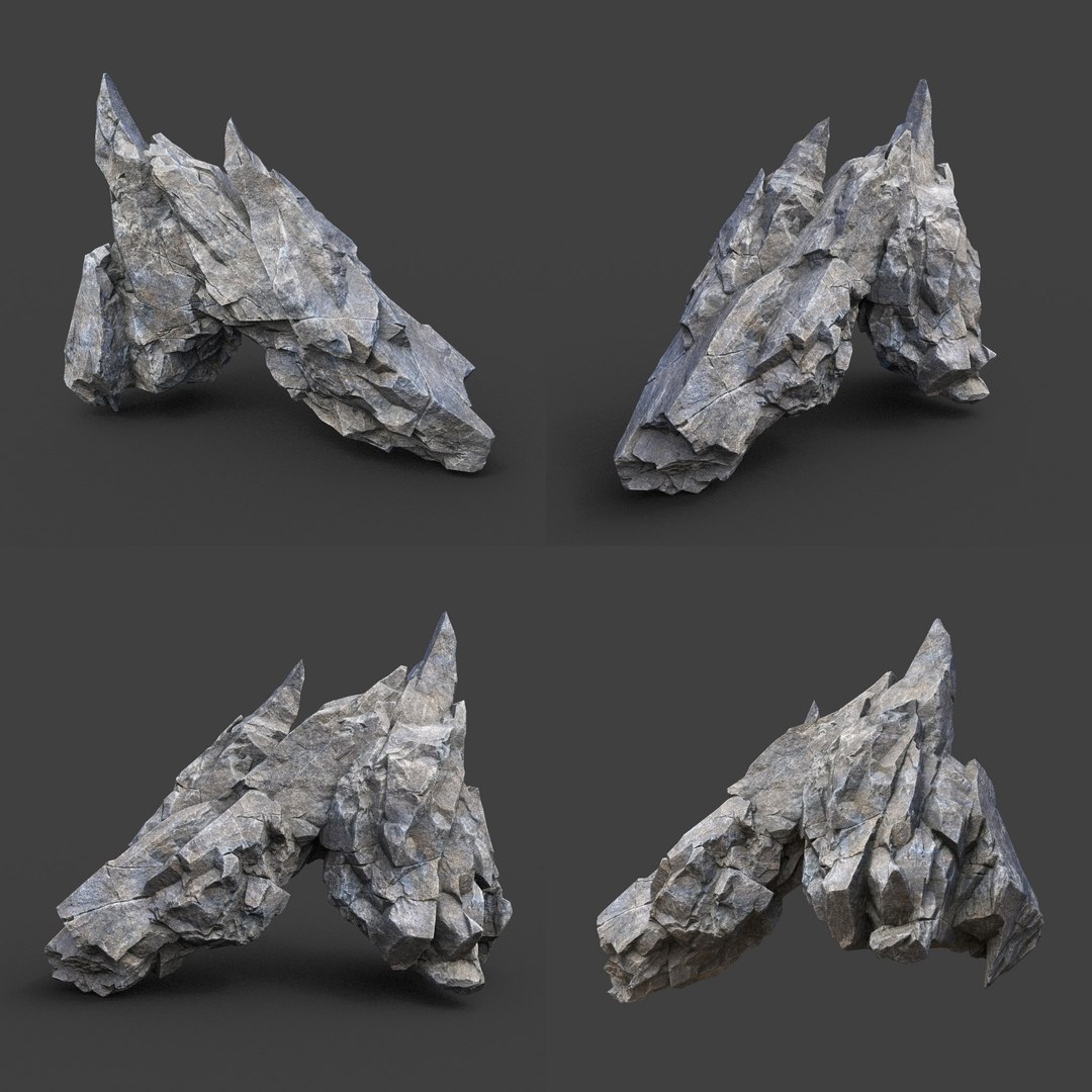 3D 8 Low Poly PBR Scifi Gray Sharp Rock - TurboSquid 2163553