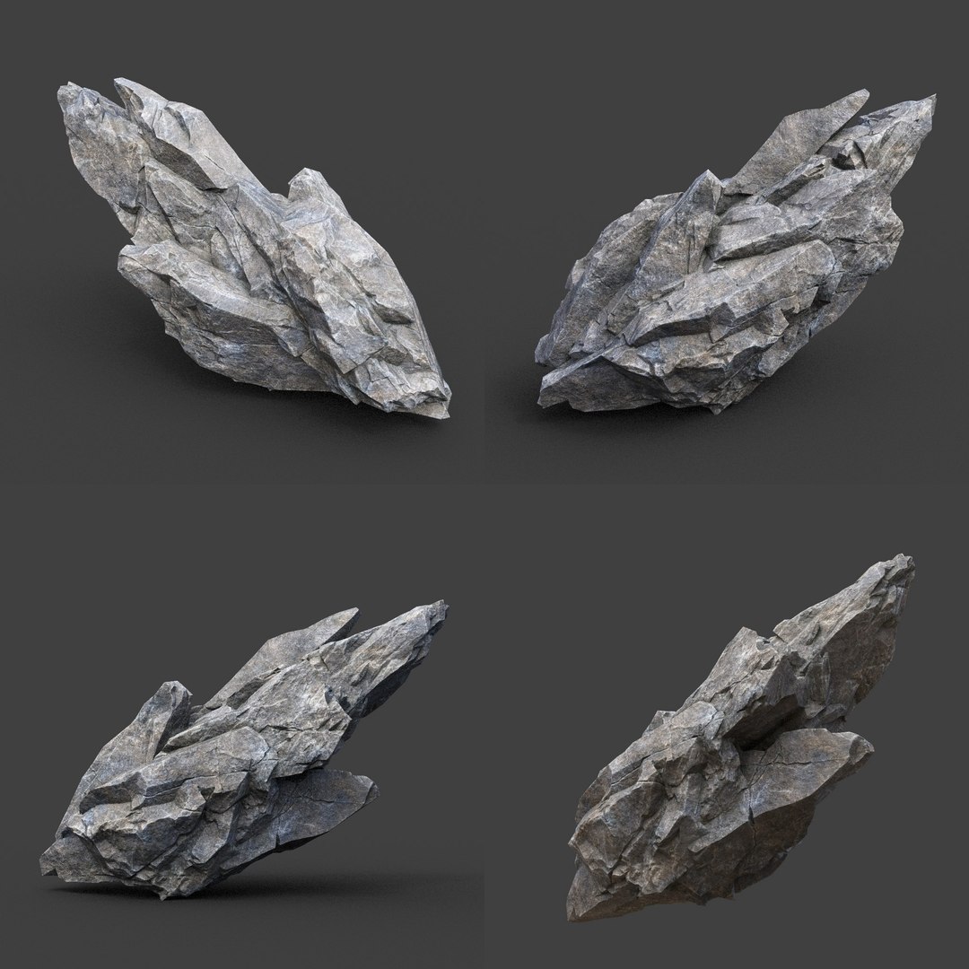 3D 8 Low Poly PBR Scifi Gray Sharp Rock - TurboSquid 2163553