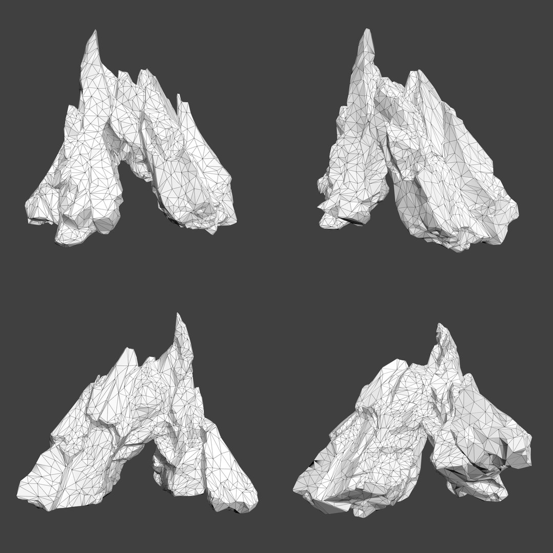 3D 8 Low Poly PBR Scifi Gray Sharp Rock - TurboSquid 2163553