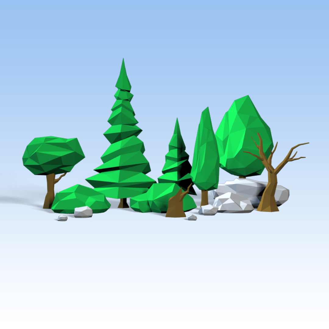 3d Model Nature Pack 01 Realtime Trees